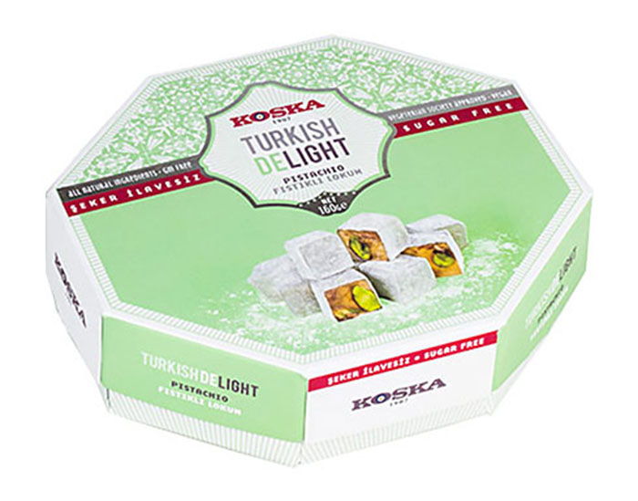 160 g Diabetic / Sugar Free Turkish Delight with Pistachio | Koska.com.tr